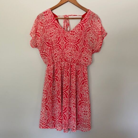 Peppermint | Dresses | Peppermint Mediumlightweight Floral Bright Coral ...